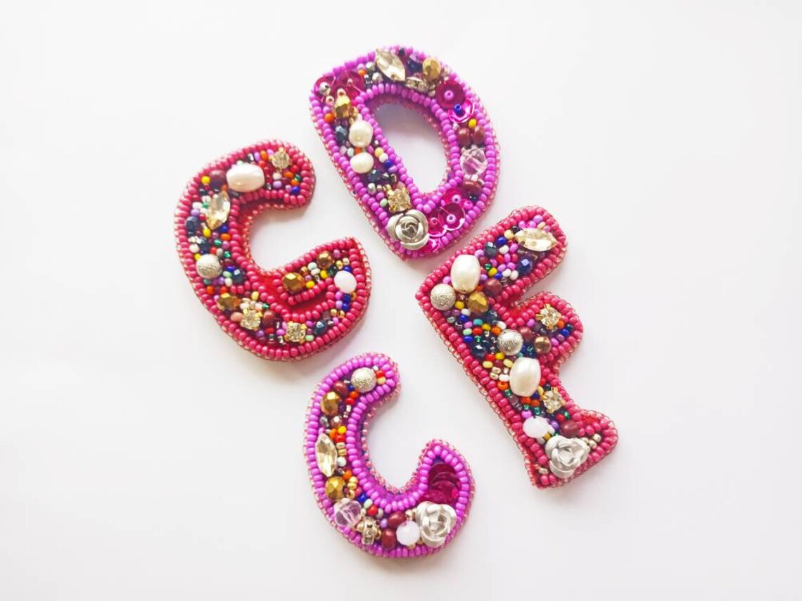 Brooch Initial Embroidered Brooch Personalized Brooch Letter - Etsy