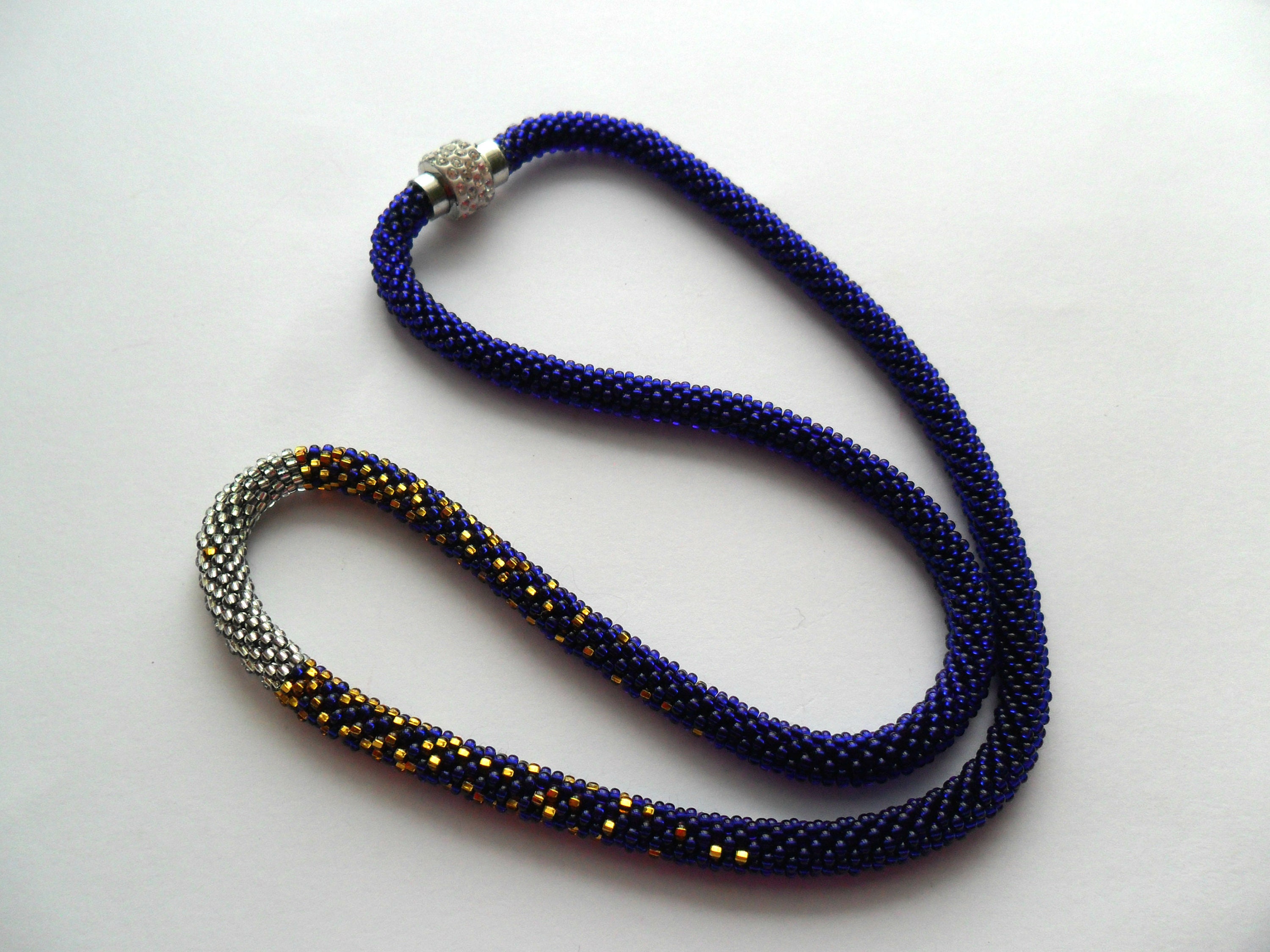 Thin Long Crochet Seed Bead Rope Necklace for Women Dark Blue - Etsy