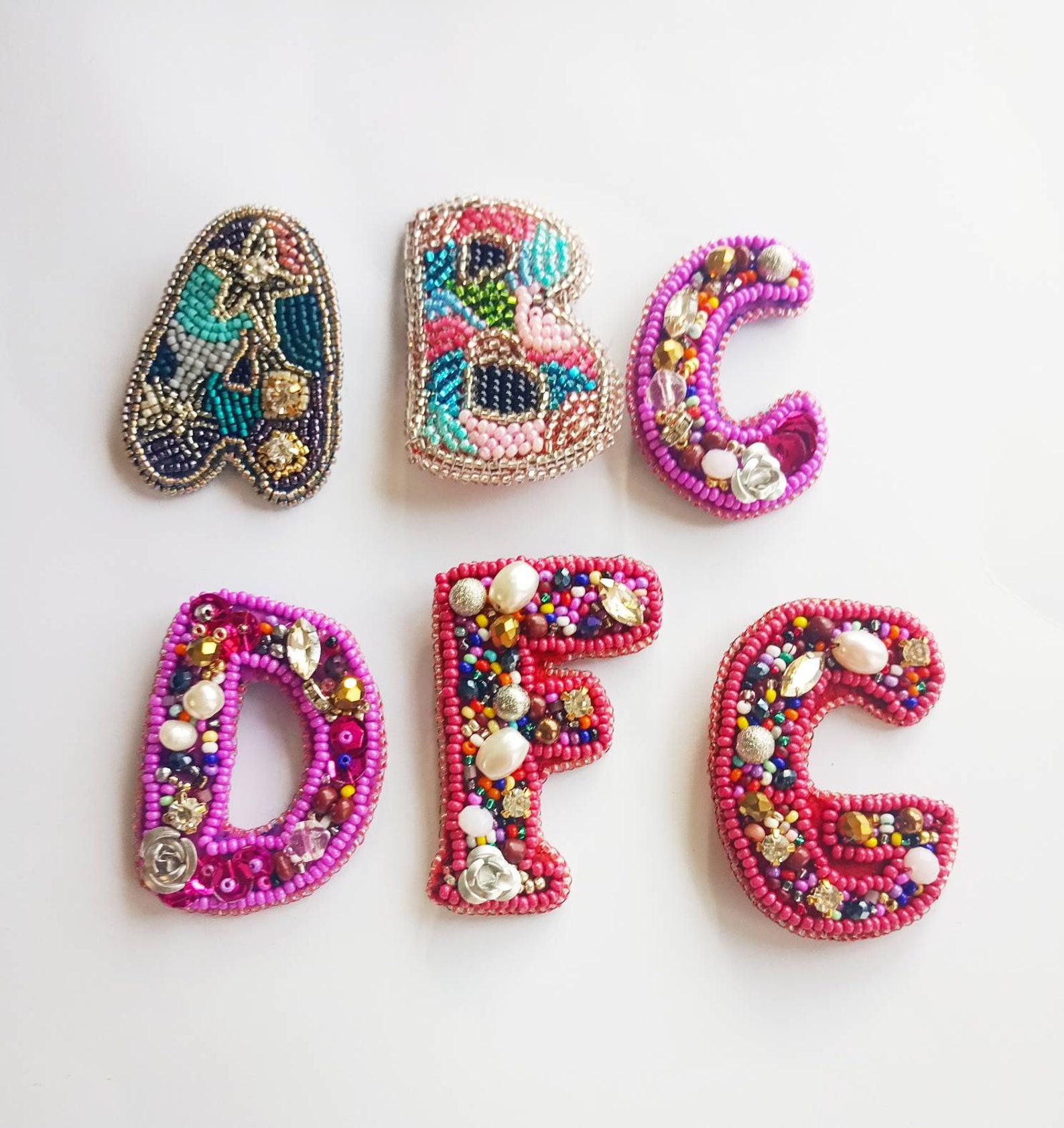 Brooch Initial Embroidered Brooch Personalized Brooch Letter - Etsy