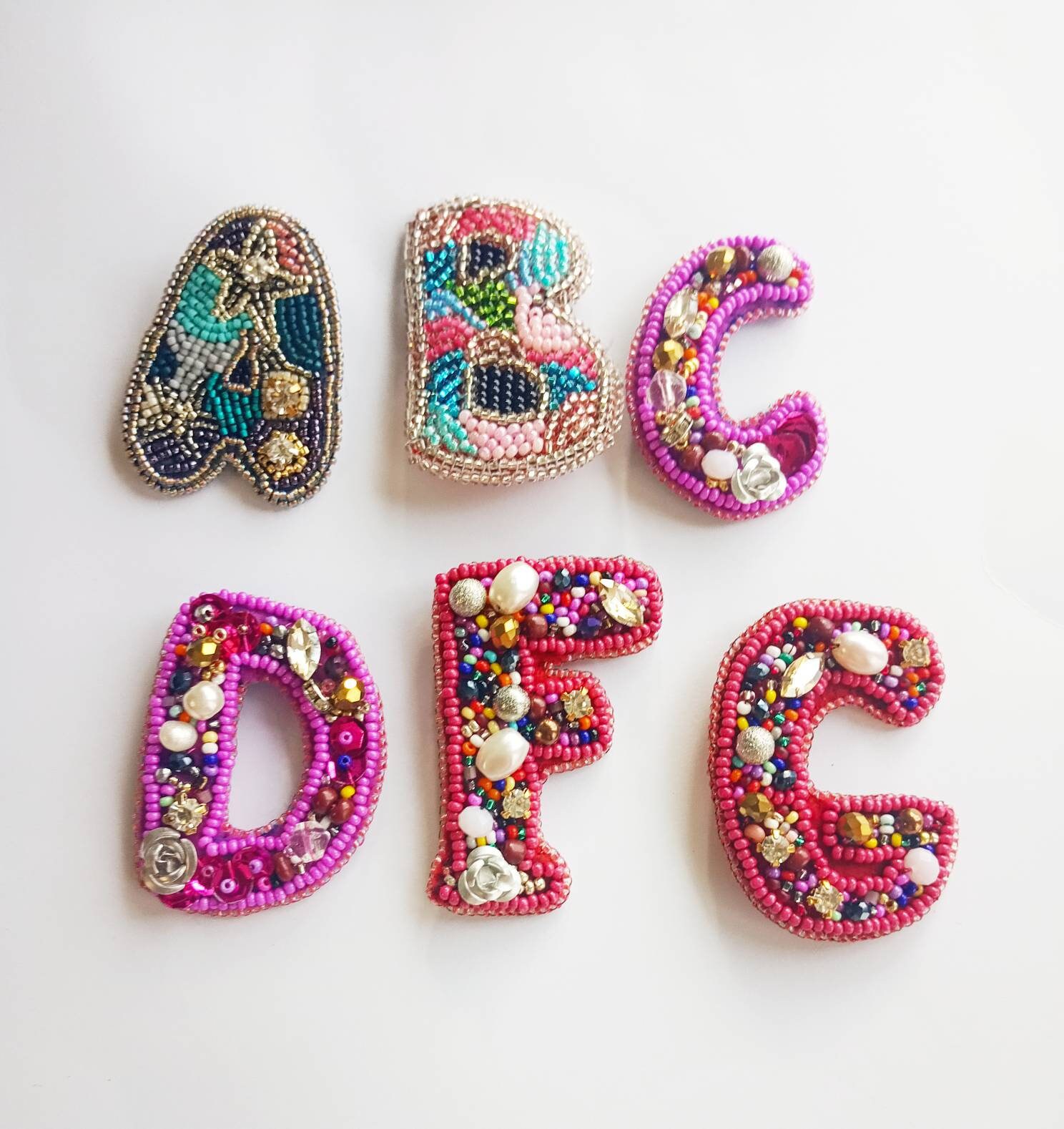 Brooch Initial Embroidered Brooch Personalized Brooch Letter - Etsy