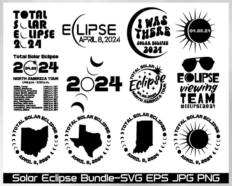Solar Eclipse 2024 Svg Bundle, Eclipse Svg, Blacked Out in USA April ...