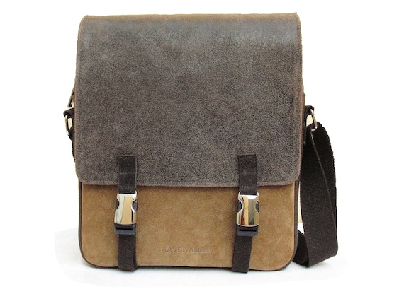 Shoulder Bag Men Made of Leather and Washed Cotton. Handmade | Etsy