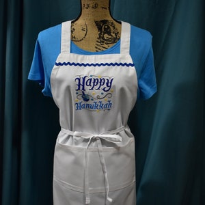 Happy Hanukkah Apron in White and Blue - Etsy