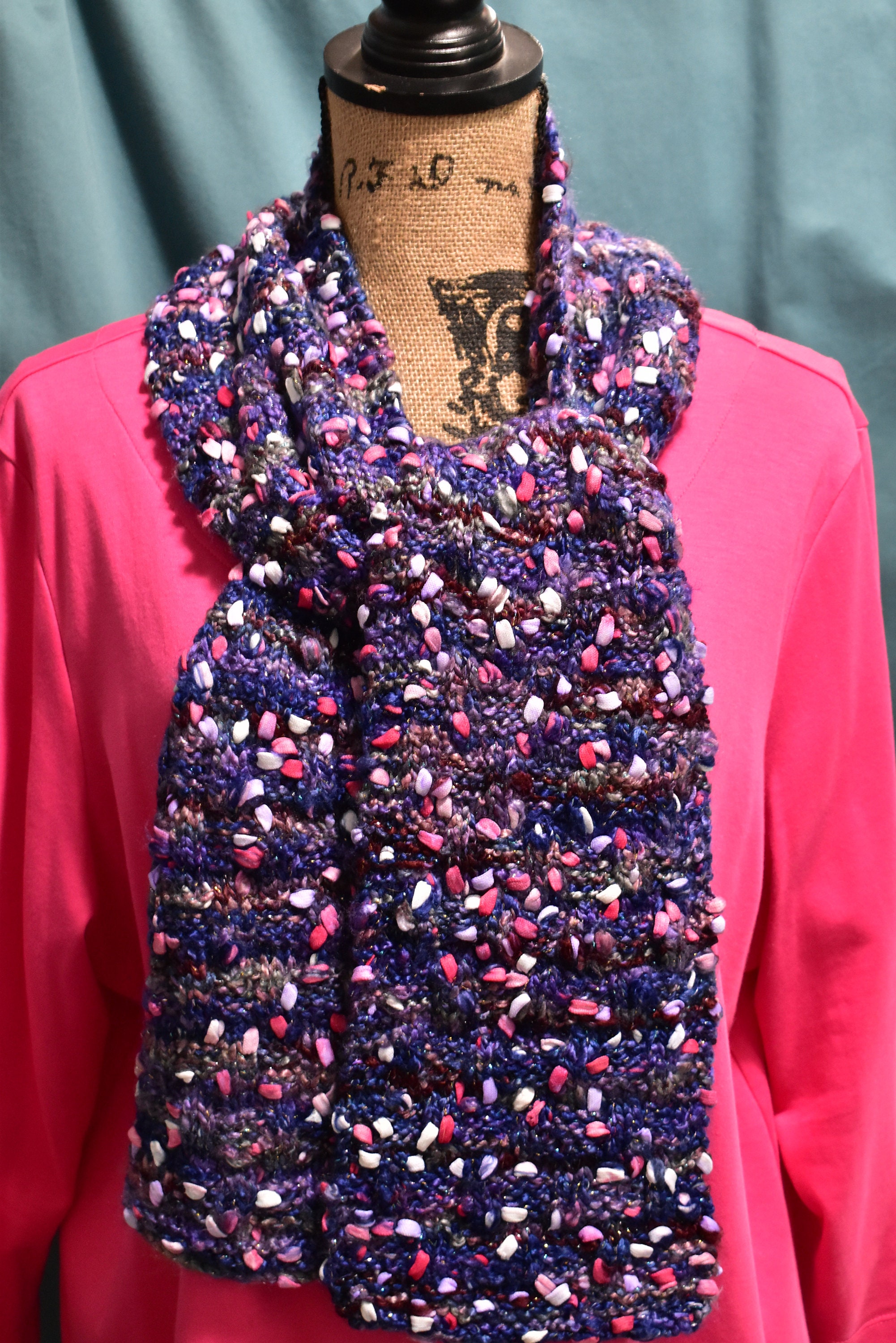 Sparkly Purple 52 Hand Knit Scarf - Etsy