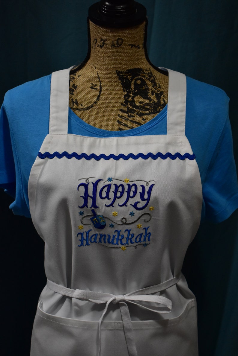 Happy Hanukkah Apron in White and Blue - Etsy