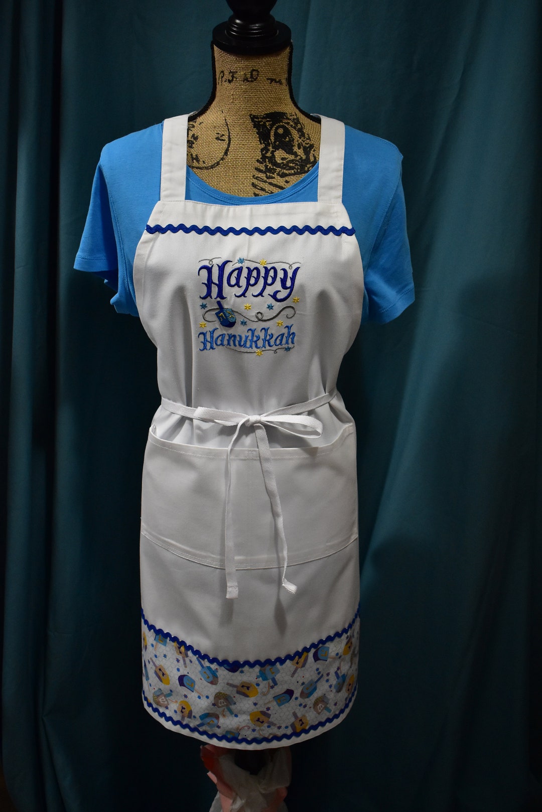 Happy Hanukkah Apron in White and Blue - Etsy
