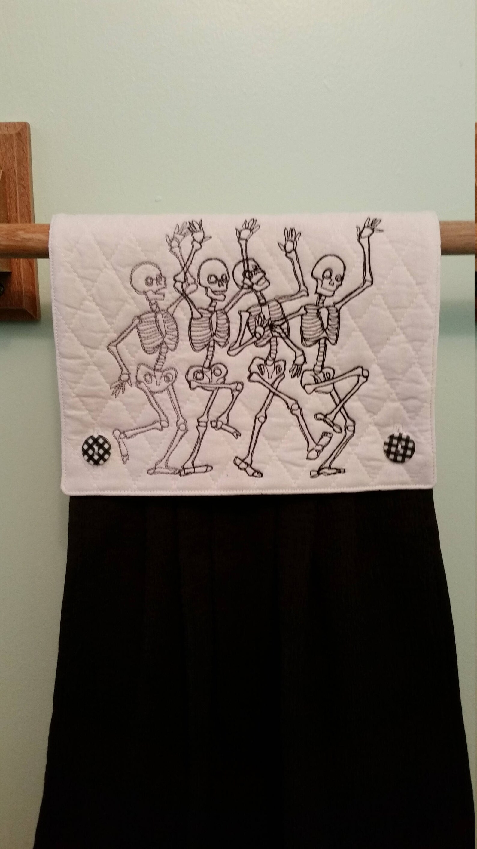 Skeleton Dance Embroidered Kitchen Towel 1 - Etsy