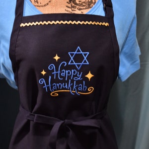 Happy Hanukkah Apron in Navy Blue - Etsy