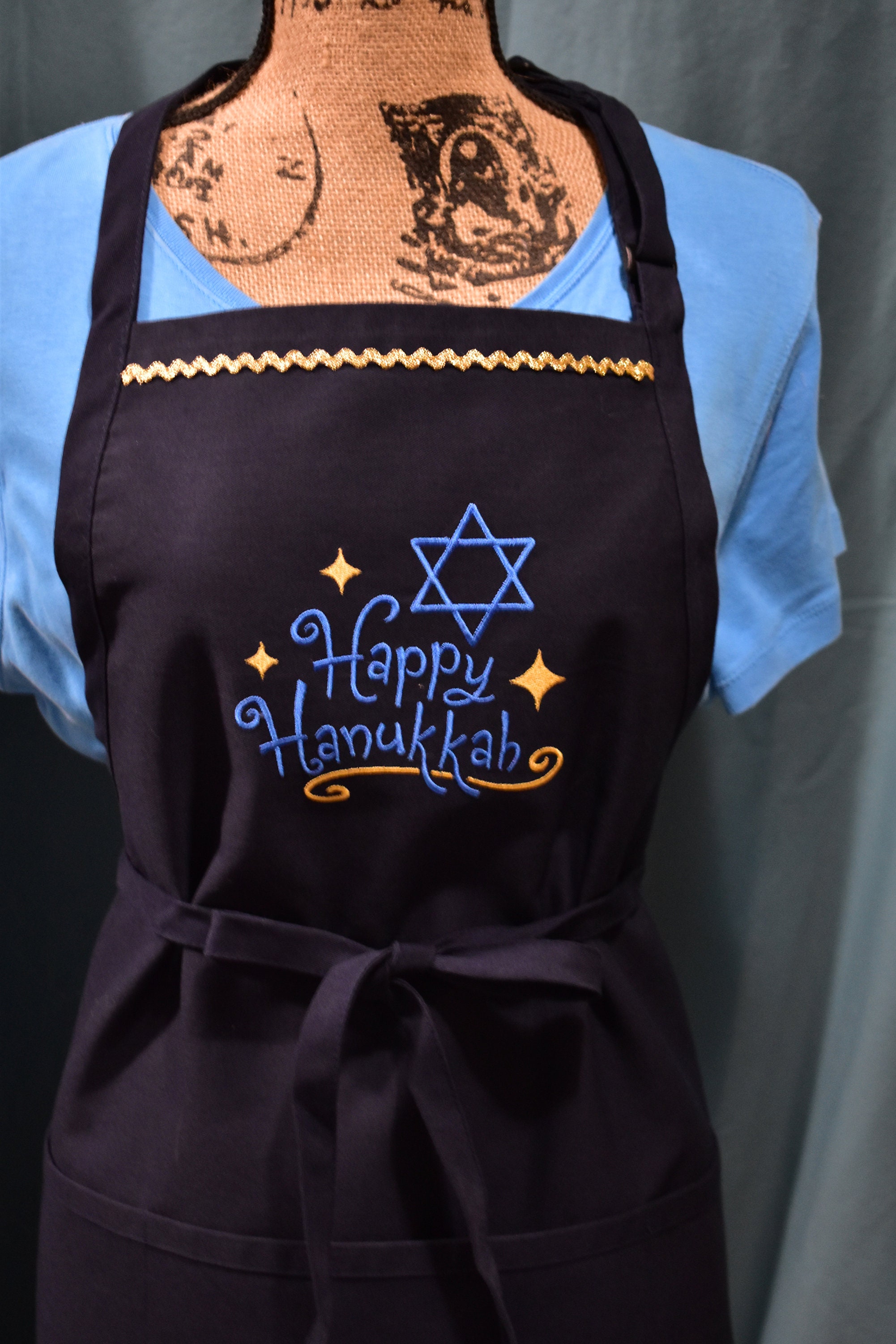 Happy Hanukkah Apron in Navy Blue - Etsy