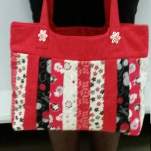 Patchwork Handbag in Red/white/black - Etsy