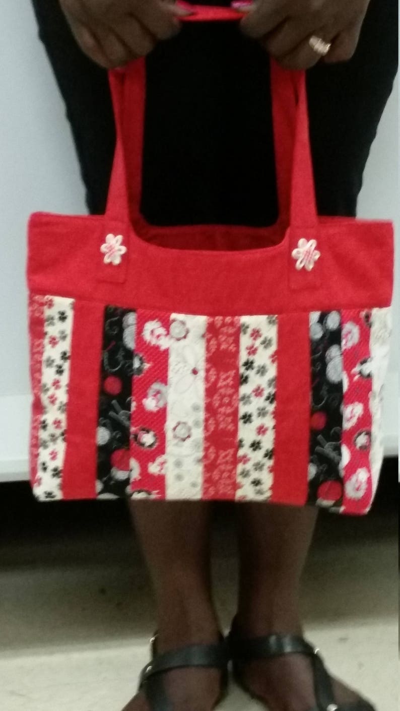 Patchwork Handbag in Red/white/black - Etsy