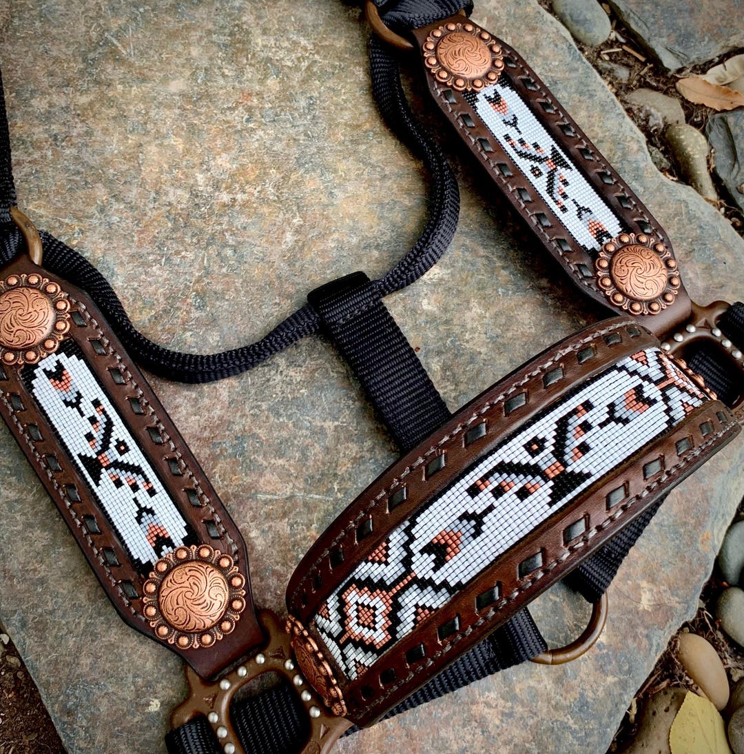 Beaded Horse Halter - Ready to Ship! Featuring Copper, Grey, White and ...