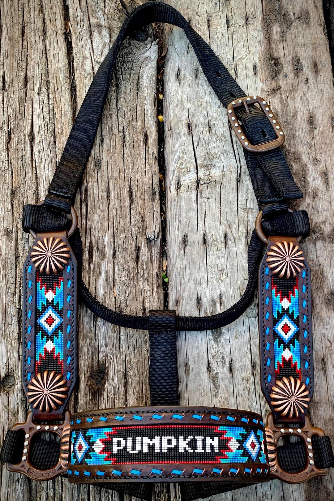 Personalized Leather Beaded Horse Halter (deluxe) - Featuring Capri ...