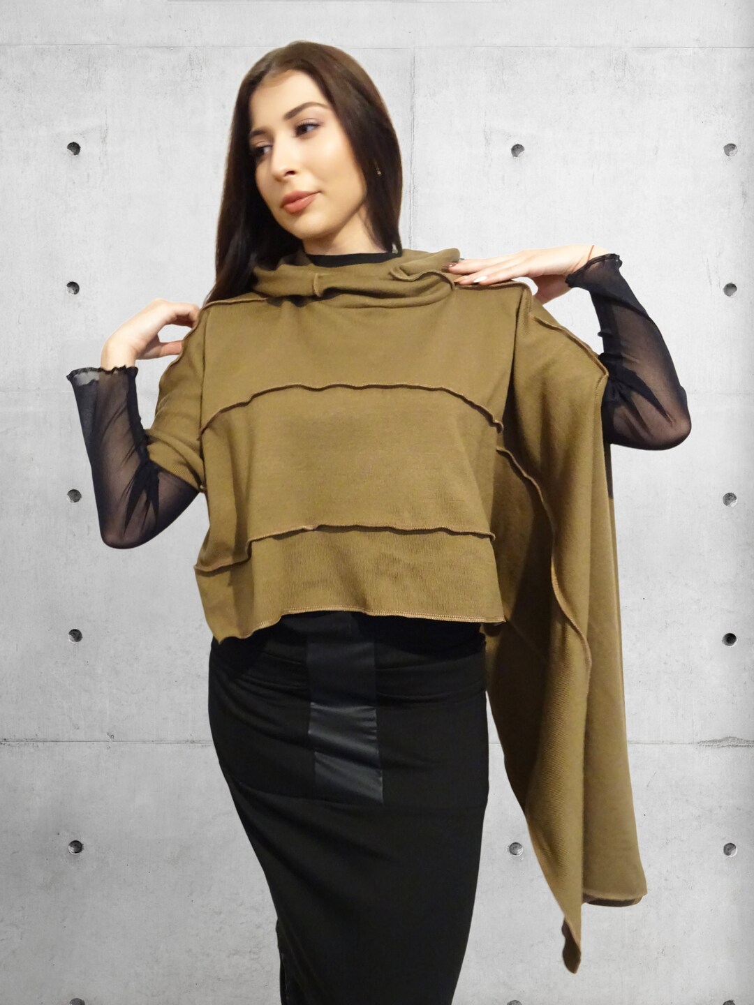 Black Poncho/hooded Poncho/poncho Wrap/plus Size Poncho/poncho Sweater ...