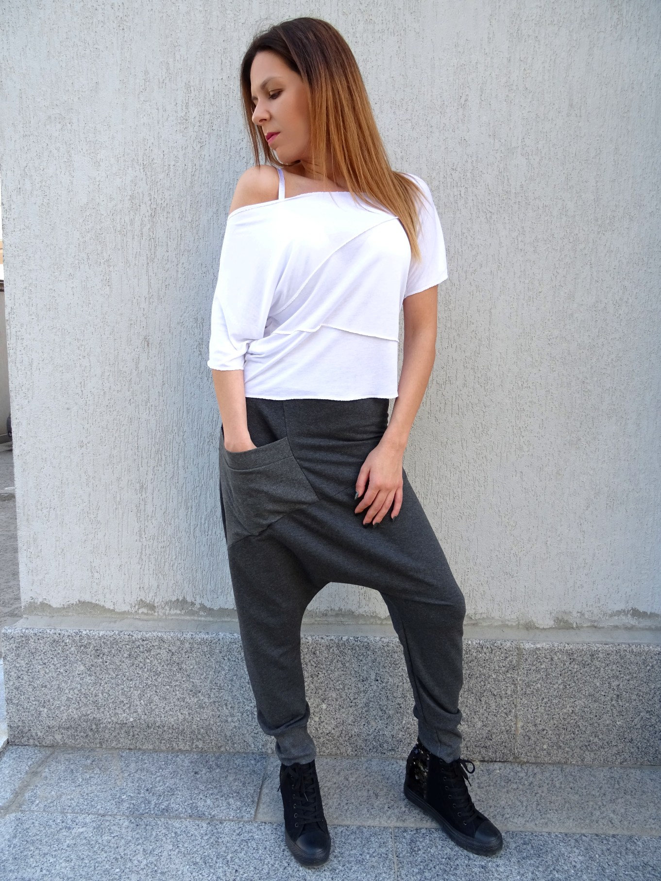Harem Pants/black Pants/drop Crotch Pants/cotton Pants/loose Pants/long ...