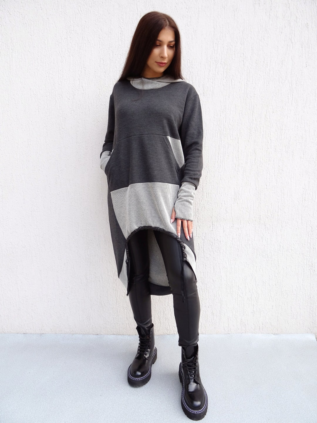 Oversize Tunic/hooded Tunic/women Tunic/plus Size Tunic/asymmetric ...