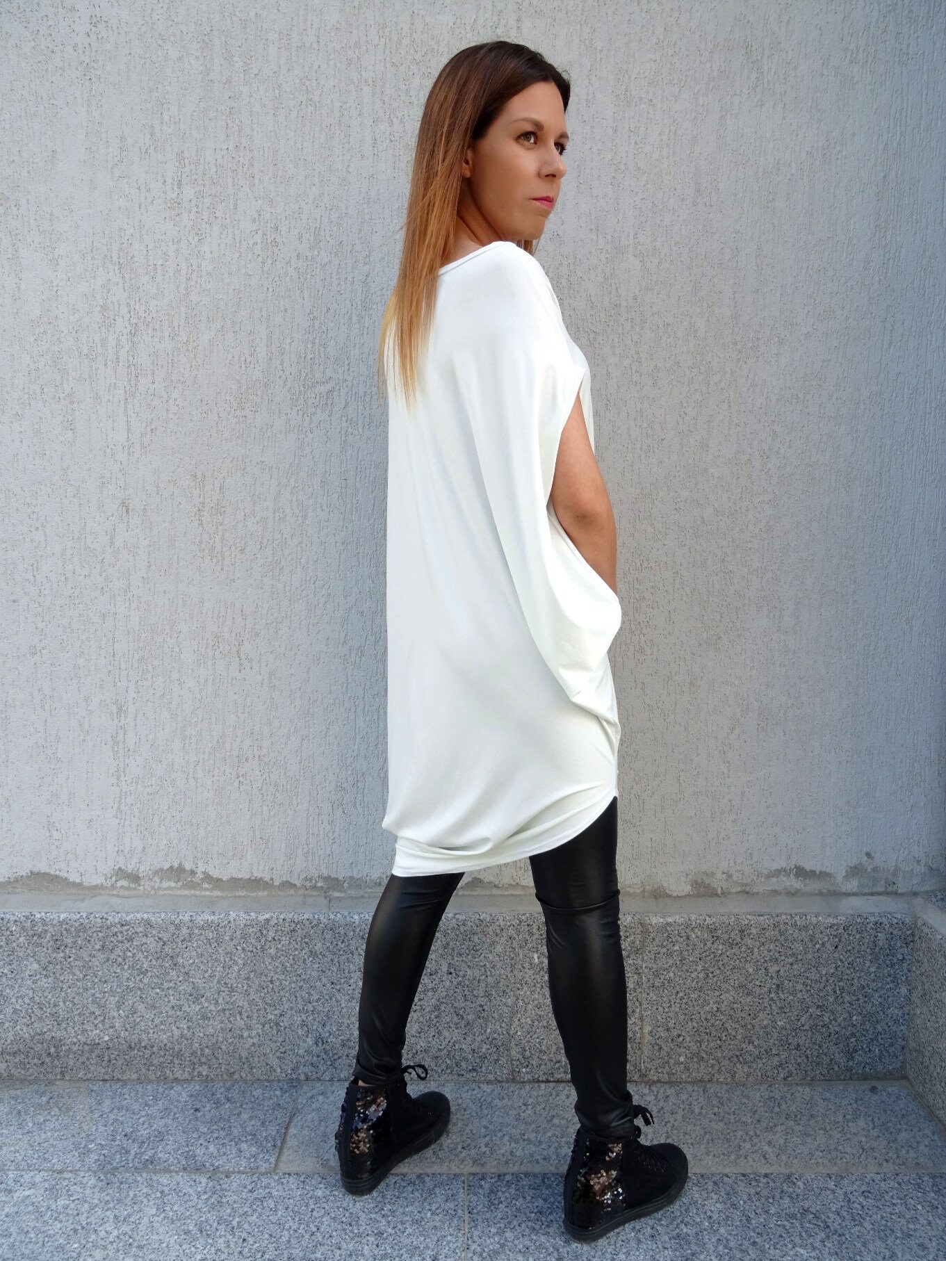 Plus Size Tunic/white Tunic/oversize Tunic/womens Tunic/asymmetric ...