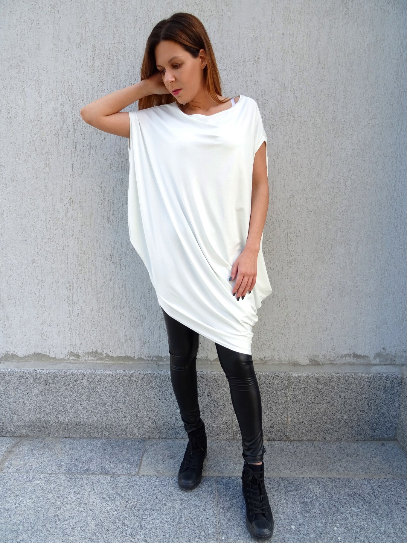 Plus Size Tunic/white Tunic/oversize Tunic/womens Tunic/asymmetric ...
