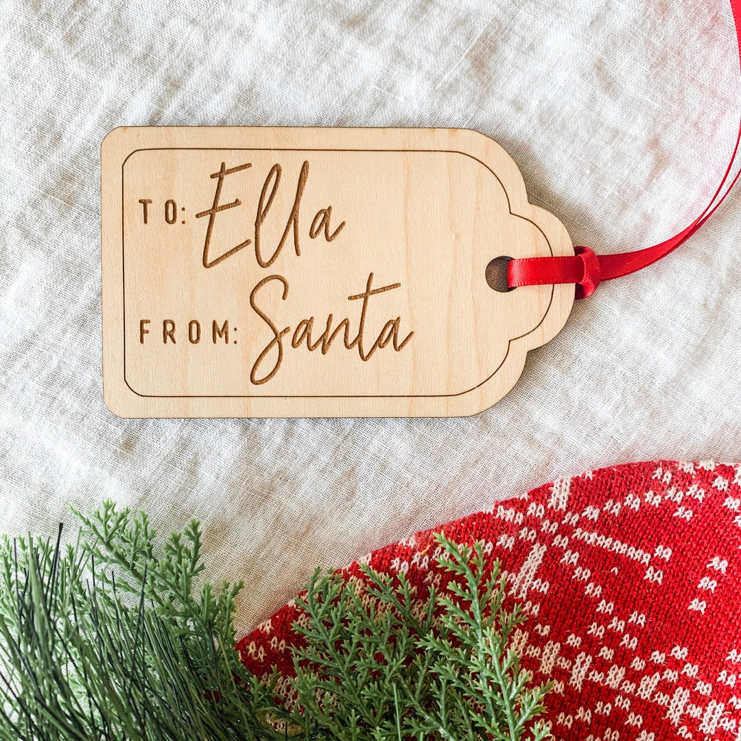 From Santa Christmas Gift Tag - Personalized Santa Gift Tag- Wooden ...