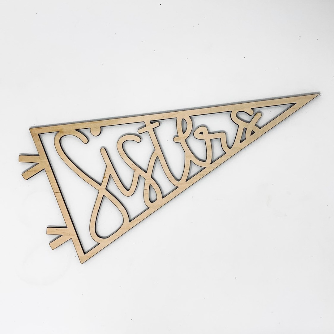 Sisters Wood Pennant, Vintage Banner Flag, Nursery Sign, Playroom Decor ...