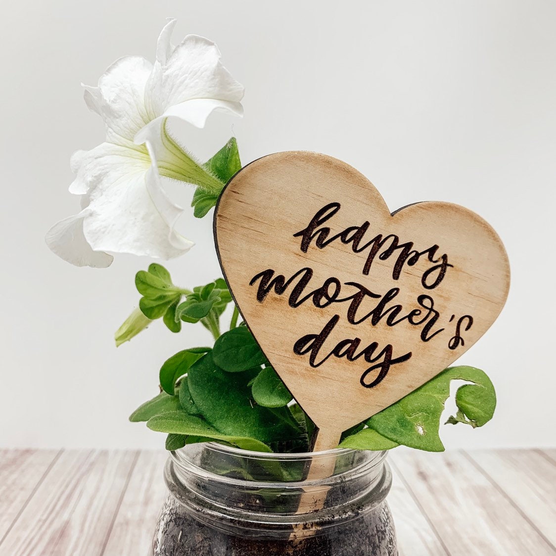 Mother's Day Wood Plant Tag: Heart Garden Stake, Grandma Gift - Etsy