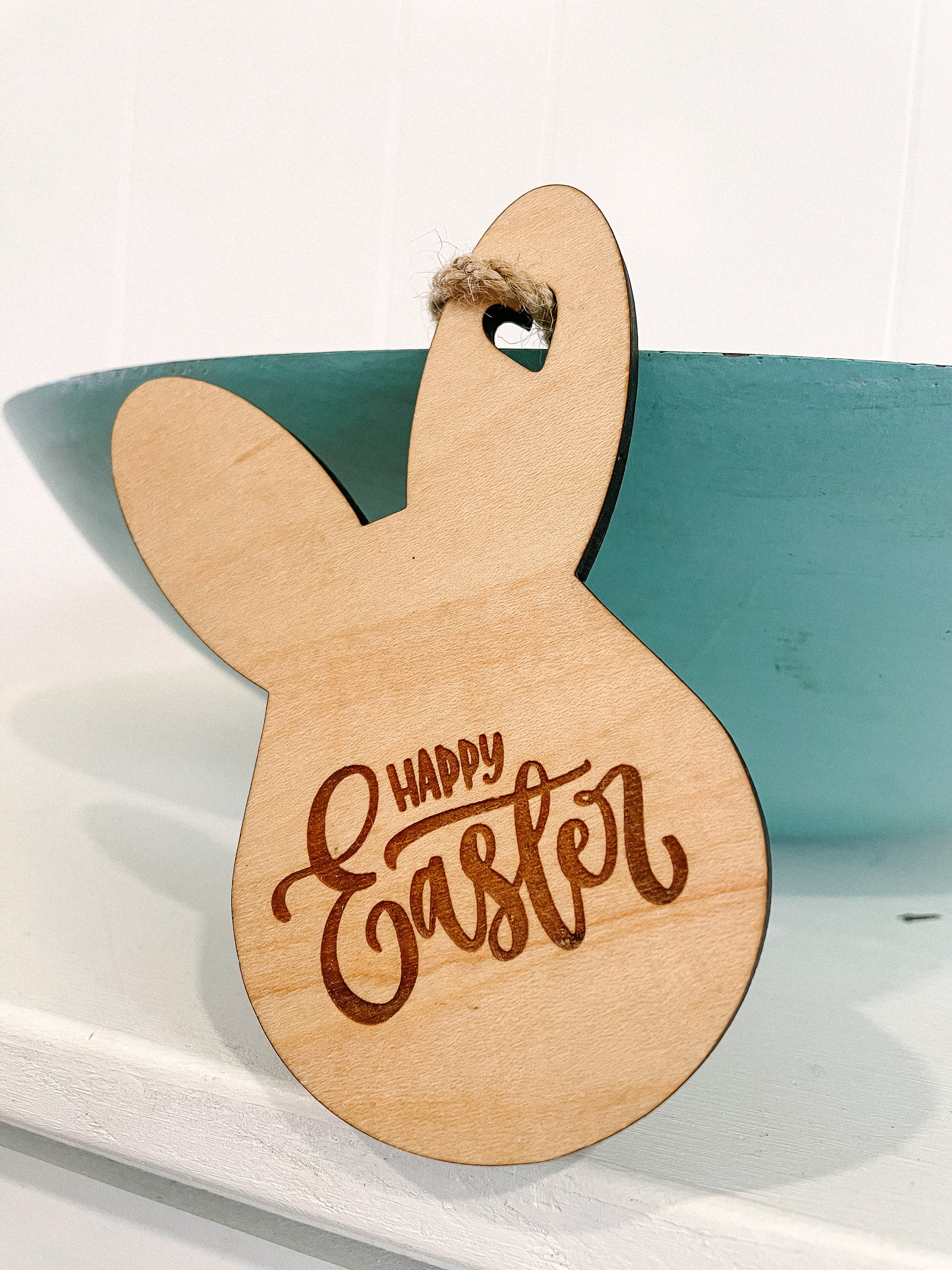 Bunny Shaped Easter Basket Tag Wooden Easter Gift Tag Happy - Etsy