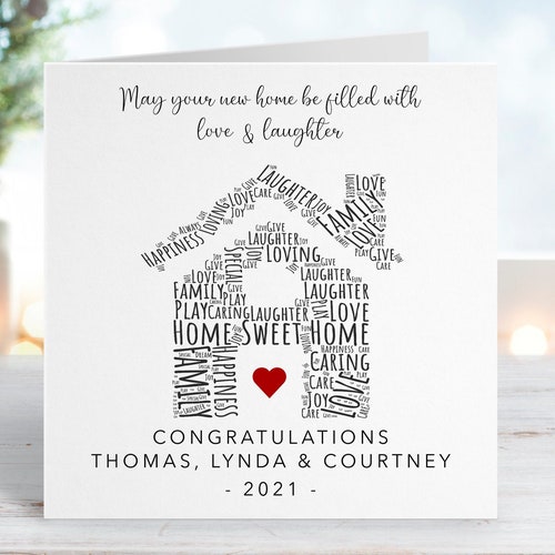 New Home Card Wordle Style Congratulations on Your New - Etsy