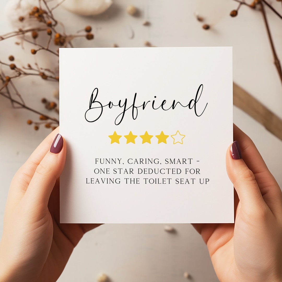 Boyfriend 4 Star Birthday Card Boyfriend Rating Birthday Card for Him ...