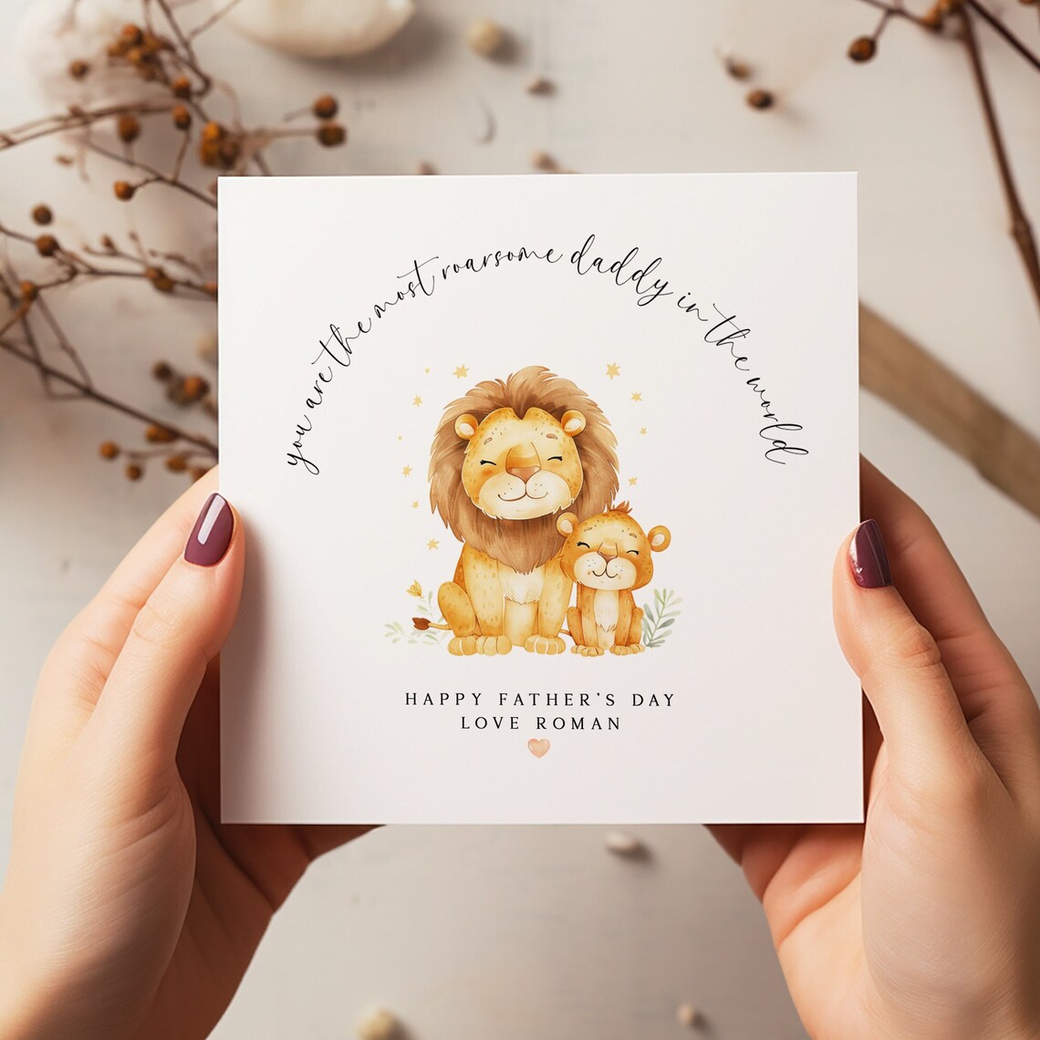 Happy Father's Day Card - Daddy Lion Card - Father's Day Card - Dad ...
