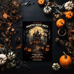 EDITABLE Halloween Invitation Template - Haunted House - Corjl ...
