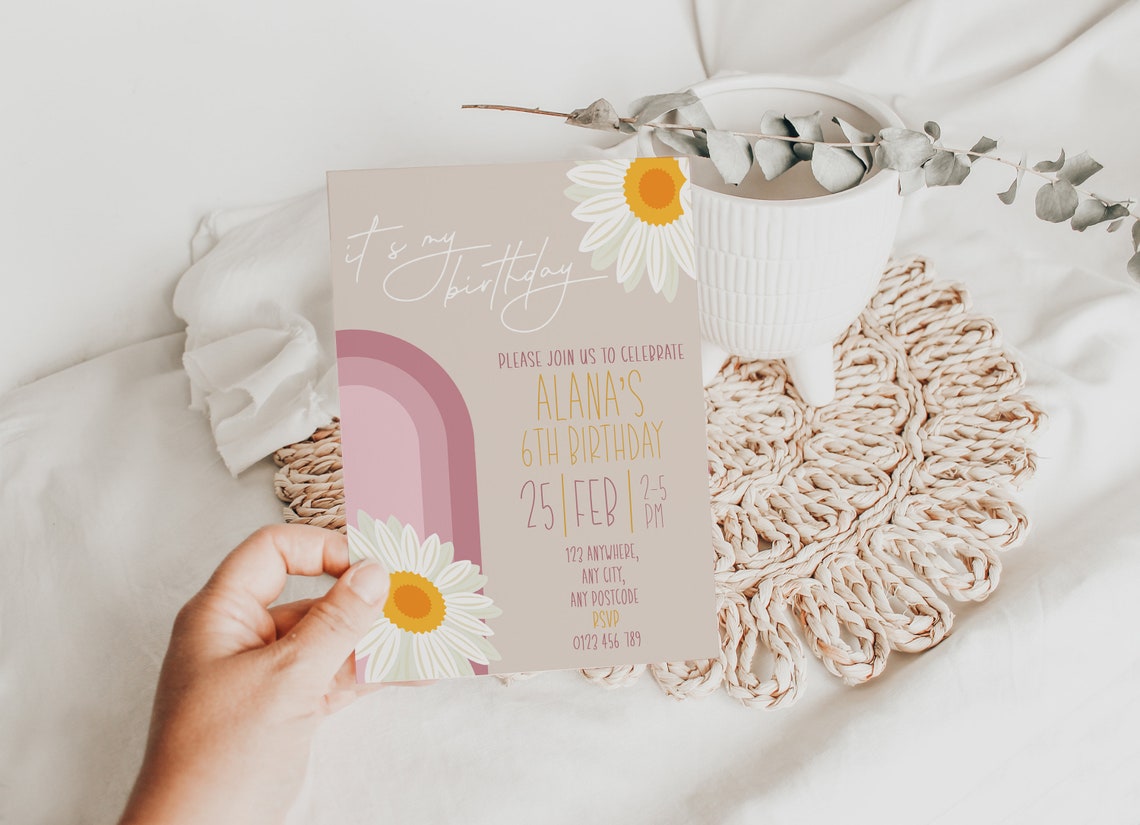Editable Daisy Template Invitation - Daisy Invite - Corjl - Instant ...