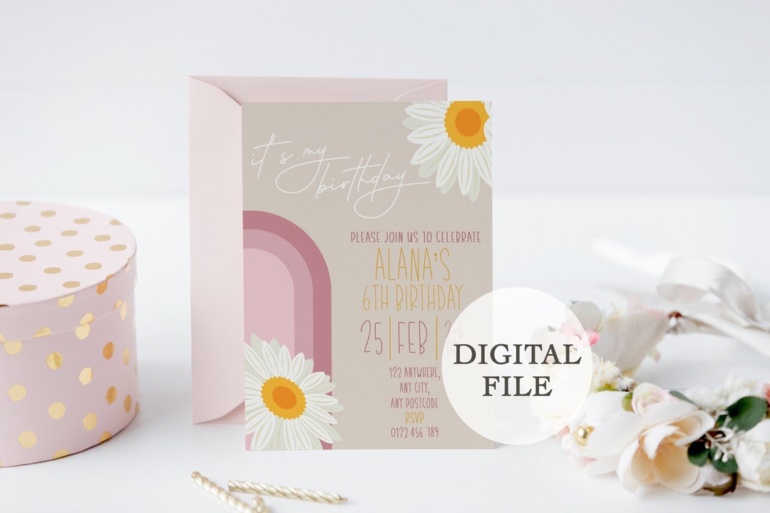 Editable Daisy Template Invitation - Daisy Invite - Corjl - Instant ...
