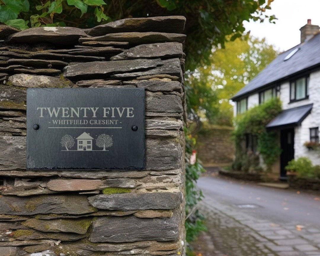 Engraved Slate House Number Sign Slate Plaque Rustic Sign House Plaque ...