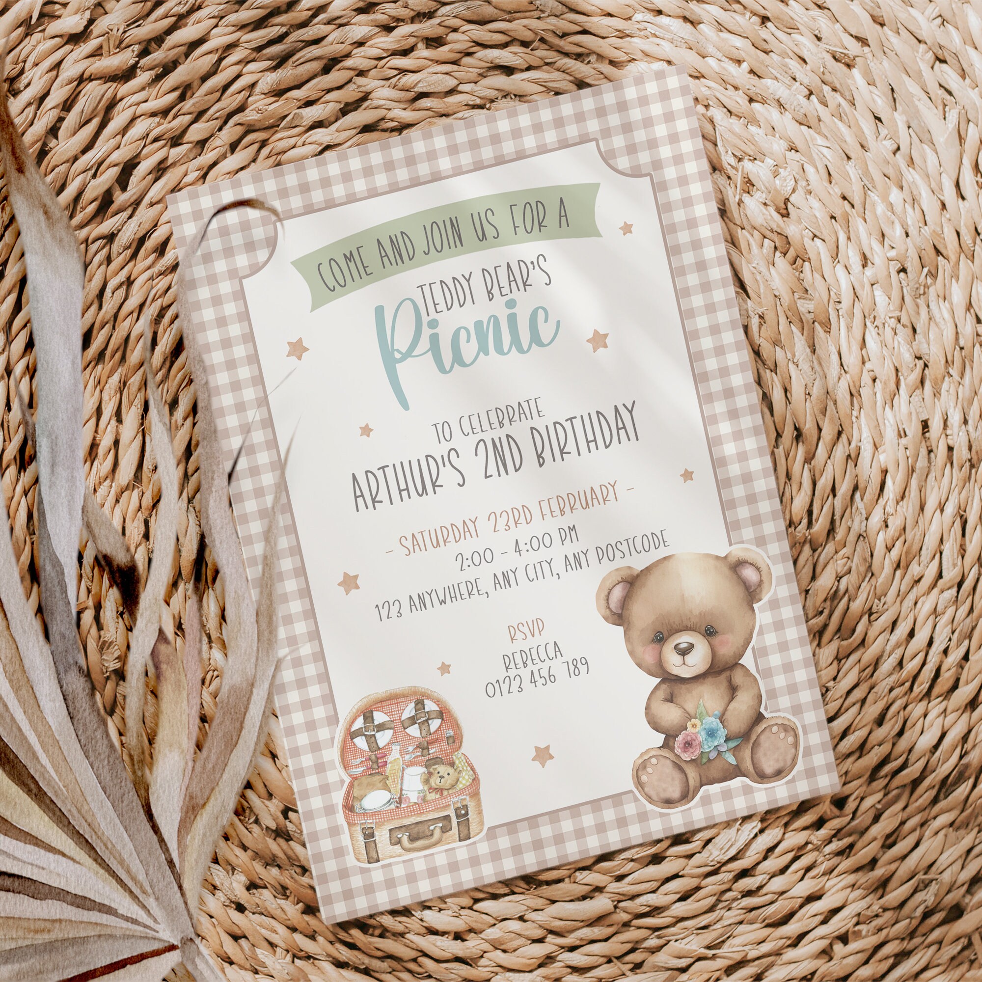Editable Teddy Bear's Picnic Template Invitation Teddy - Etsy Australia