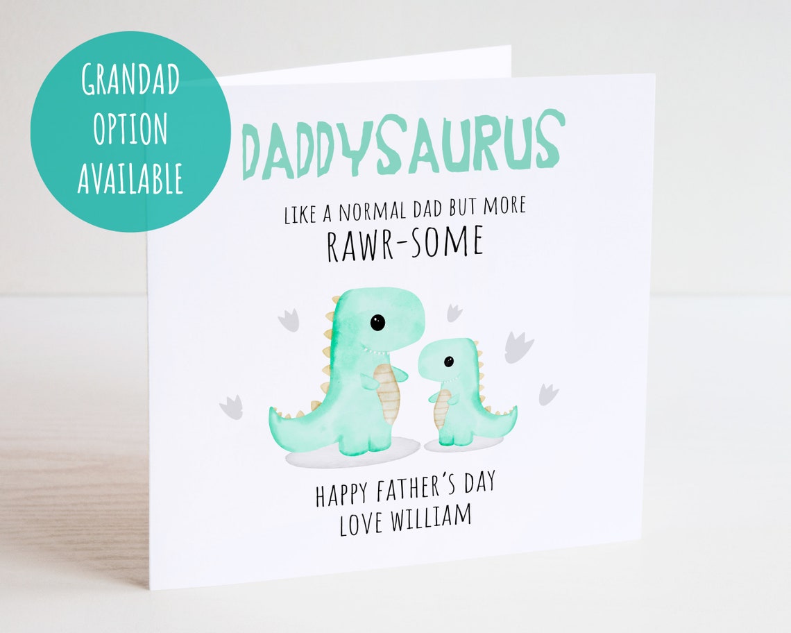 Happy Father's Day Dinosaur Card Daddy Card | Etsy