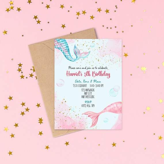 Mermaid Tail Invitation Tenplate Mermaid Birthday Party Invitation For