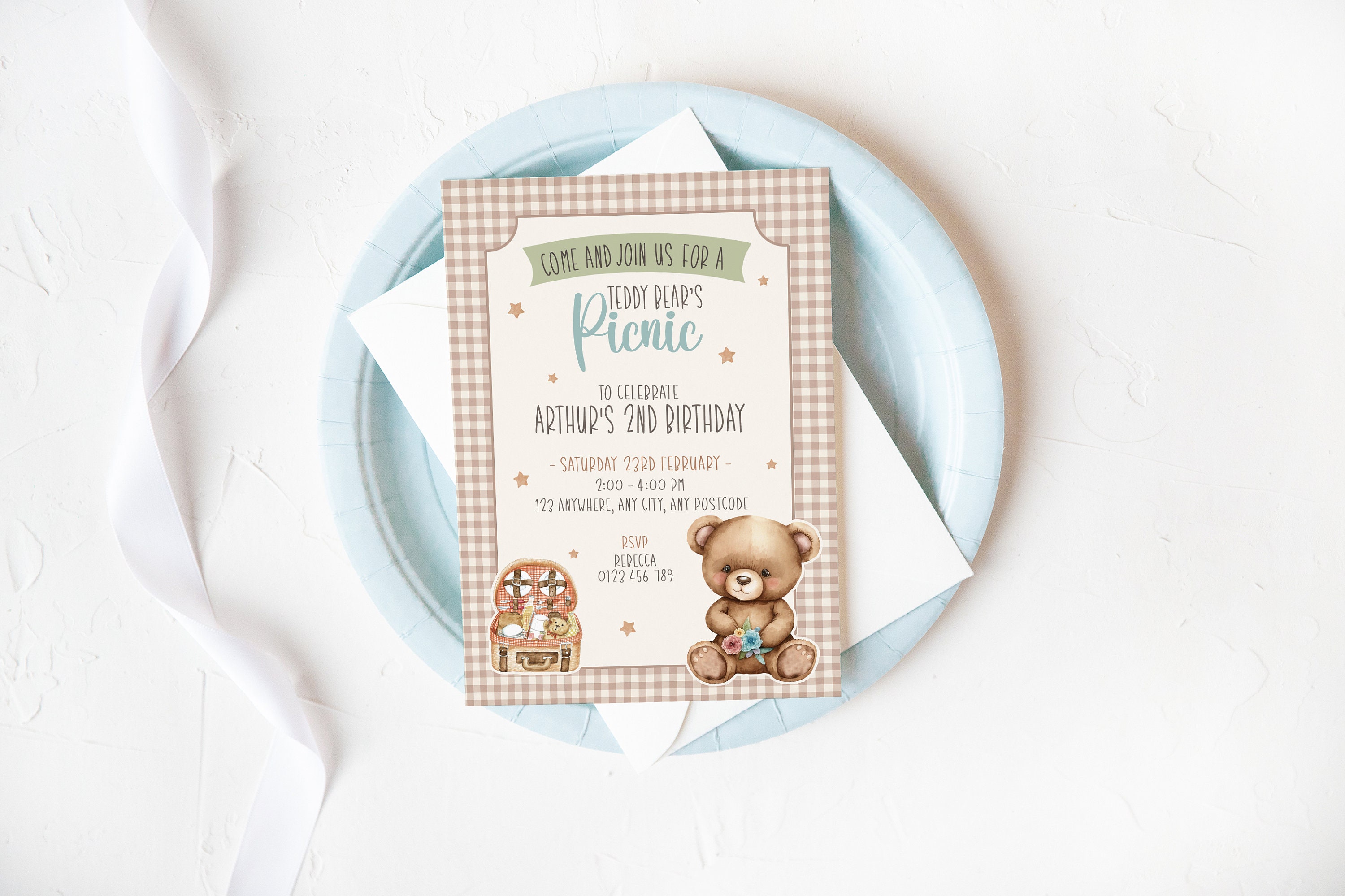 Editable Teddy Bear's Picnic Template Invitation Teddy - Etsy Australia