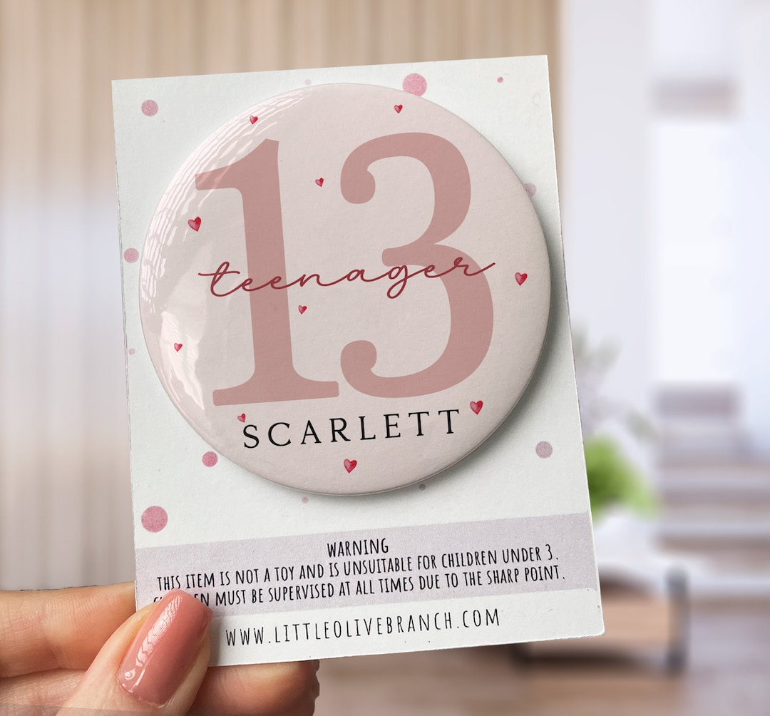 13th Birthday Badge - Kids Birthday - Child Birthday Badge - Etsy UK