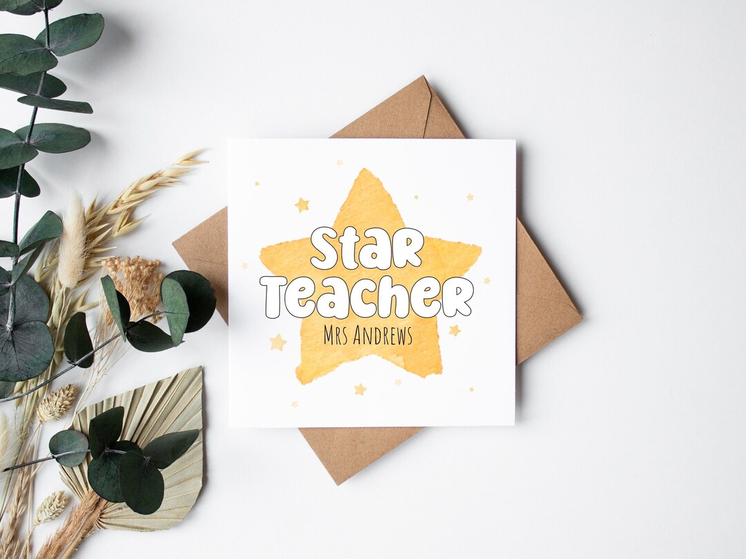 Star Teacher Thank You Card Teacher Gift End of Term Card - Etsy UK