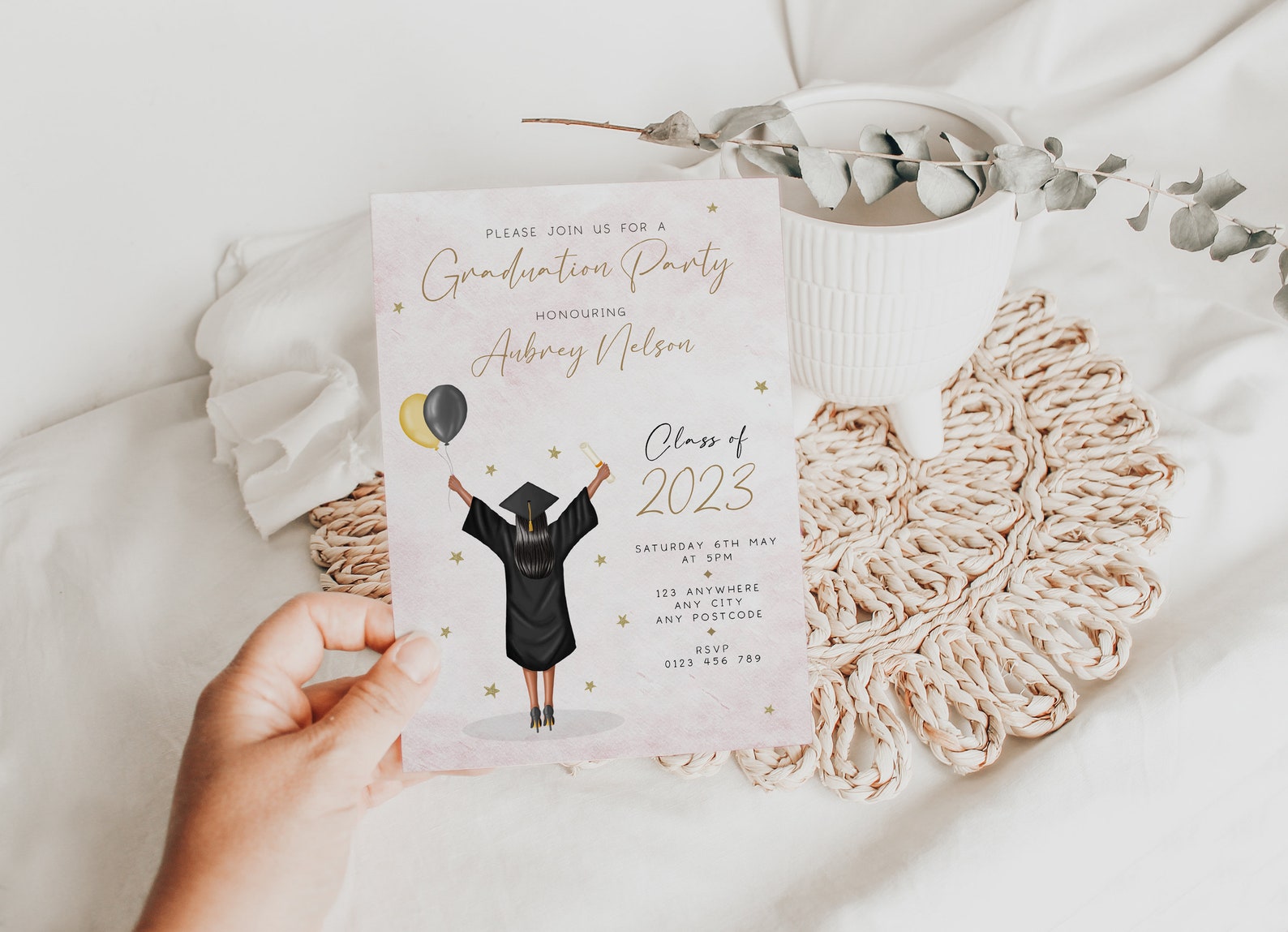 Editable Graduation Girl Template Invitation - Graduation Party Invite ...