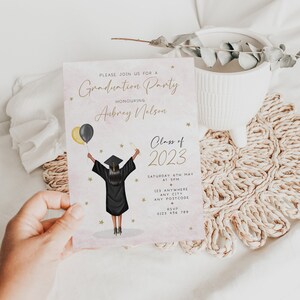 Editable Graduation Girl Template Invitation - Graduation Party Invite ...