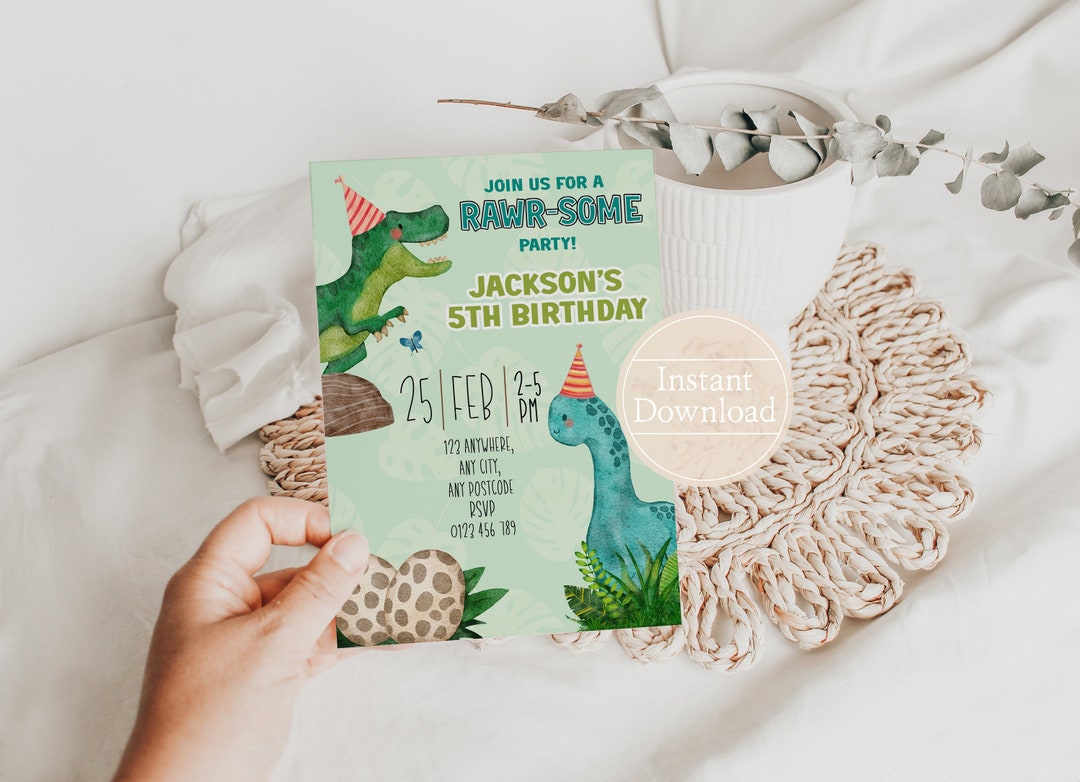 Editable Dinosaur Party Template Invitation - Dinosaur Party Invite ...