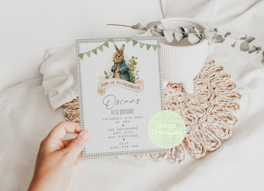 Editable Bunny Party Template Invitation - Rabbit Party Invite - Corjl ...