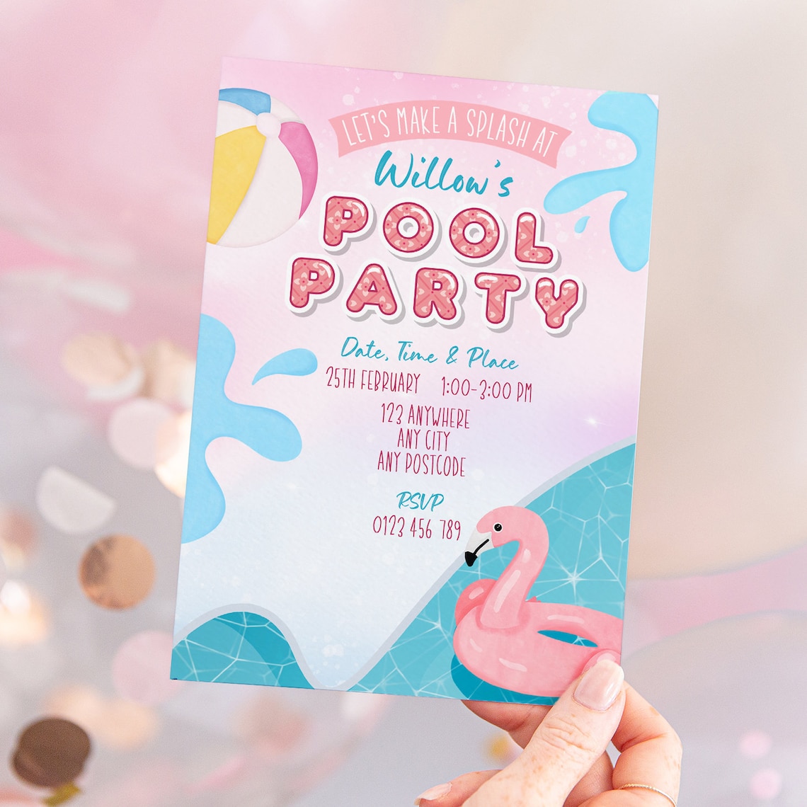 Editable Pool Party Template Invitation - Swimming Party Invite - Corjl ...