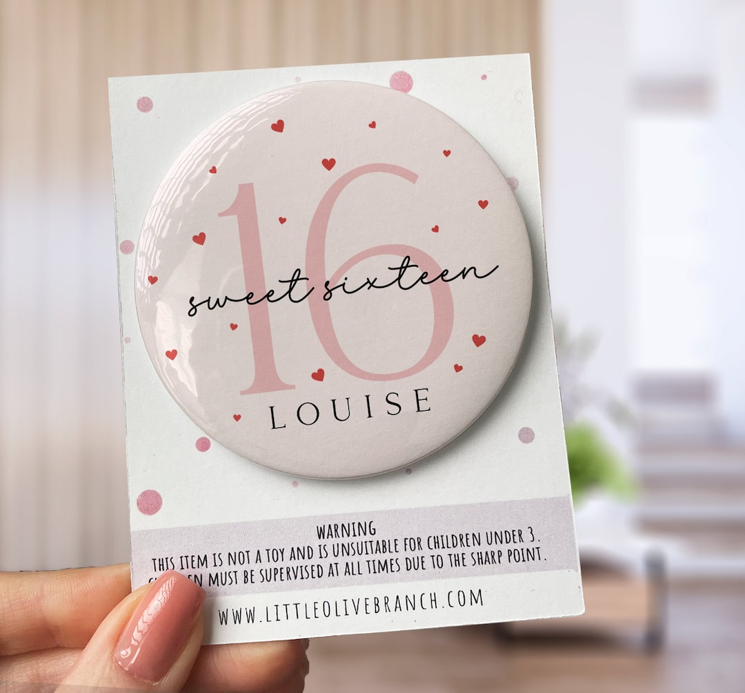 16th Birthday Badge - Birthday - Sweet Sixteen Birthday Badge - Girl's ...