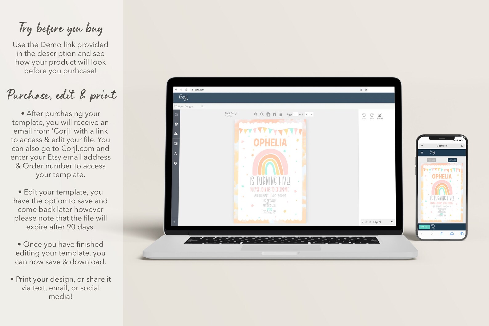 Editable Pastel Rainbow Template Invitation Rainbow Invite - Etsy UK