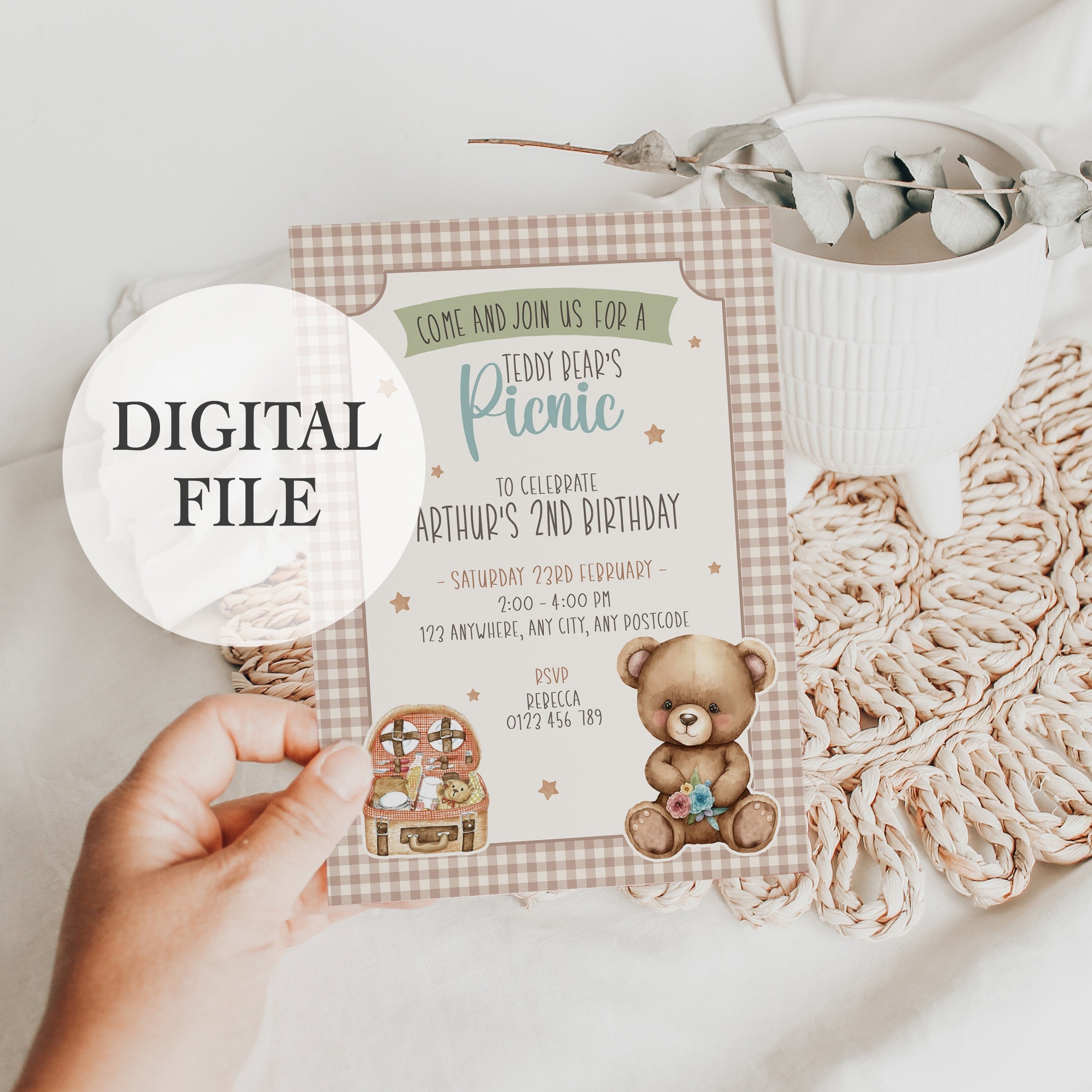 Editable Teddy Bear's Picnic Template Invitation Teddy - Etsy Australia