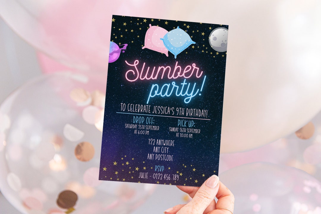 Editable Sleepover Party Template Invitation Slumber Party Etsy