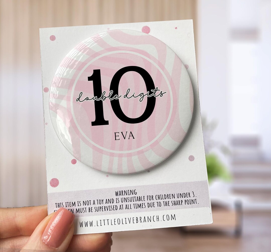 10th Birthday Badge - Double Digits - Kids Birthday - Child Birthday ...
