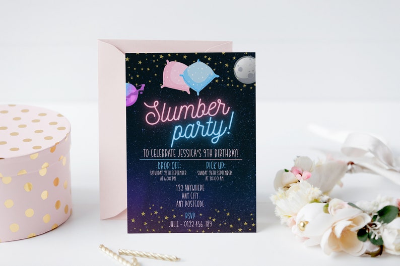 Editable Sleepover Party Template Invitation - Slumber Party Invite ...